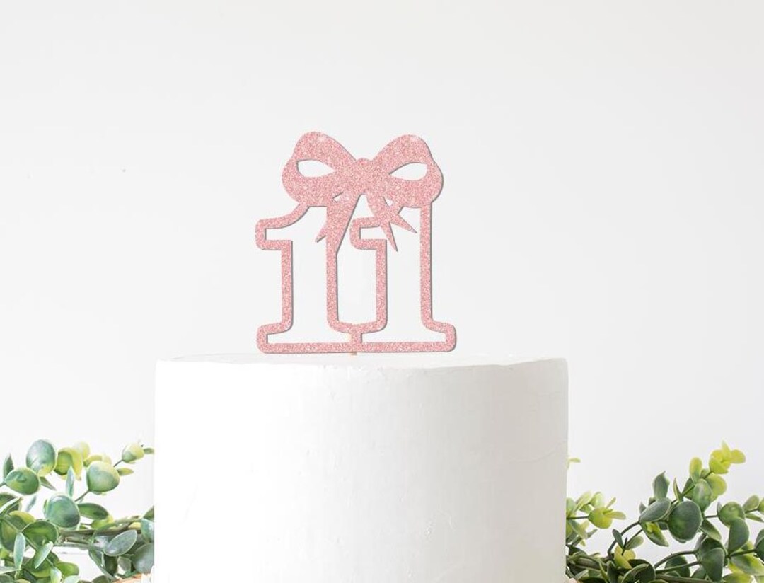 11th Birthday Cake Topper Girl. Fancy Bow Eleventh Birthday Decorations ...