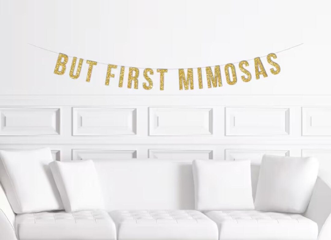 But First Mimosas Banner / Gold Glitter Mimosa Bar Sign / Bridal Shower ...
