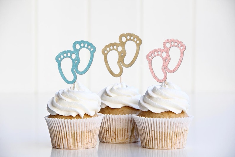 Baby Feet Cupcake Toppers, Baby Shower Decorations, Baby Foot Party ...