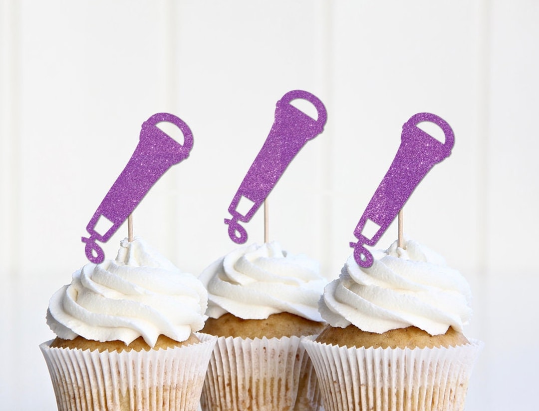 Microphone Cupcake Topper, Singer Music Party Decorations, Music App ...