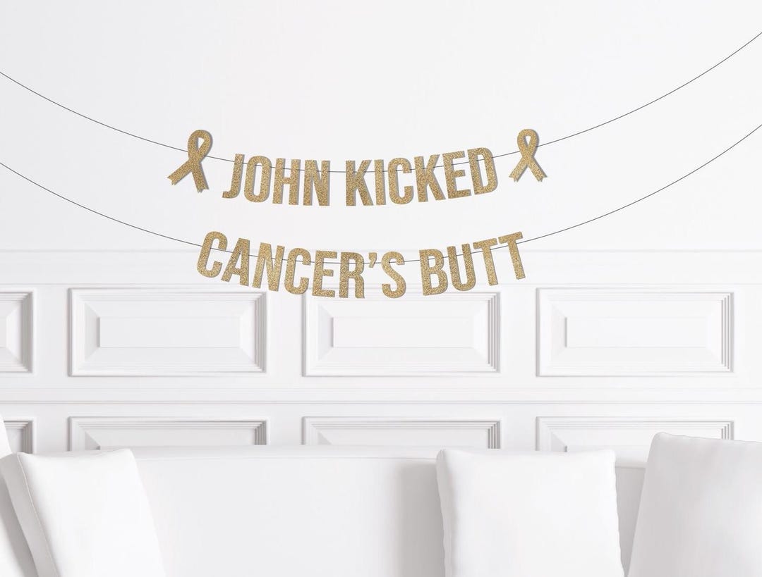 Conquer Cancer Party Banner, Custom Kicked Cancer's Butt Decorations ...