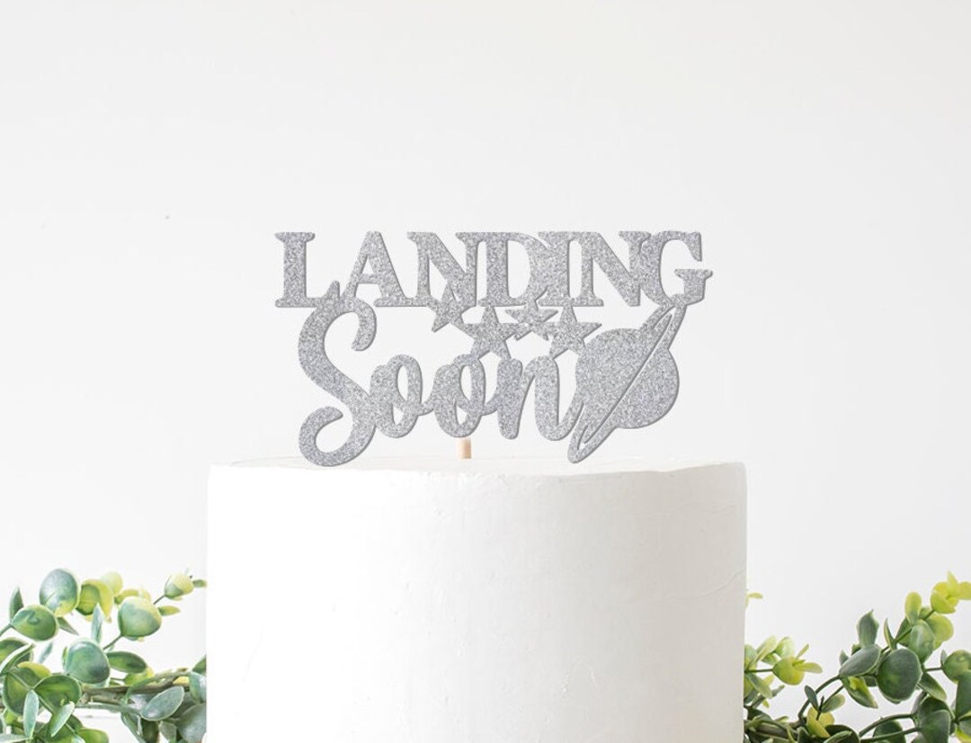 Space Baby Shower Decorations, Landing Soon Cake Topper, Moon Theme ...
