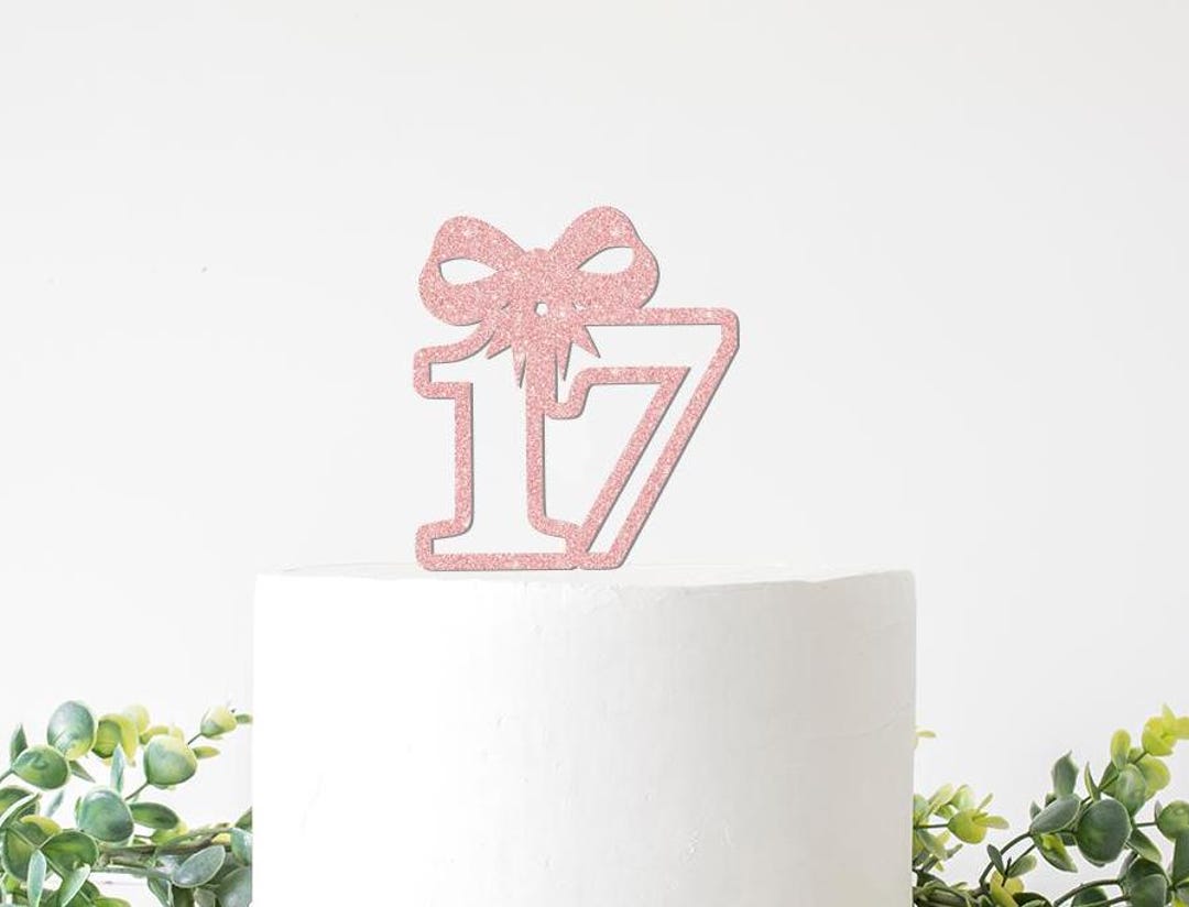 17th Birthday Cake Topper Girl. Fancy Bow Seventeen Birthday ...