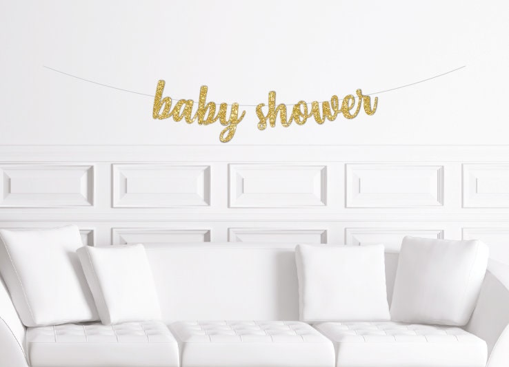 Baby Shower Cursive Banner / Gold Glitter Script Baby Shower - Etsy