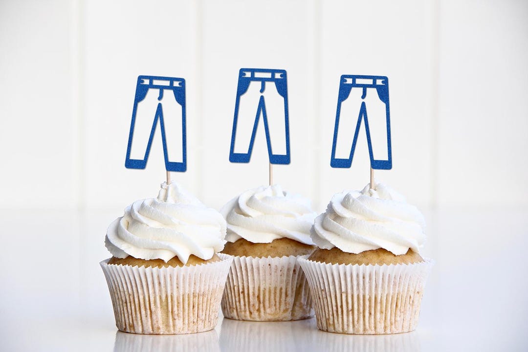 Demin Jeans Cupcake Toppers, Blue Jeans Decorations, Jarty Decor, Jeans ...