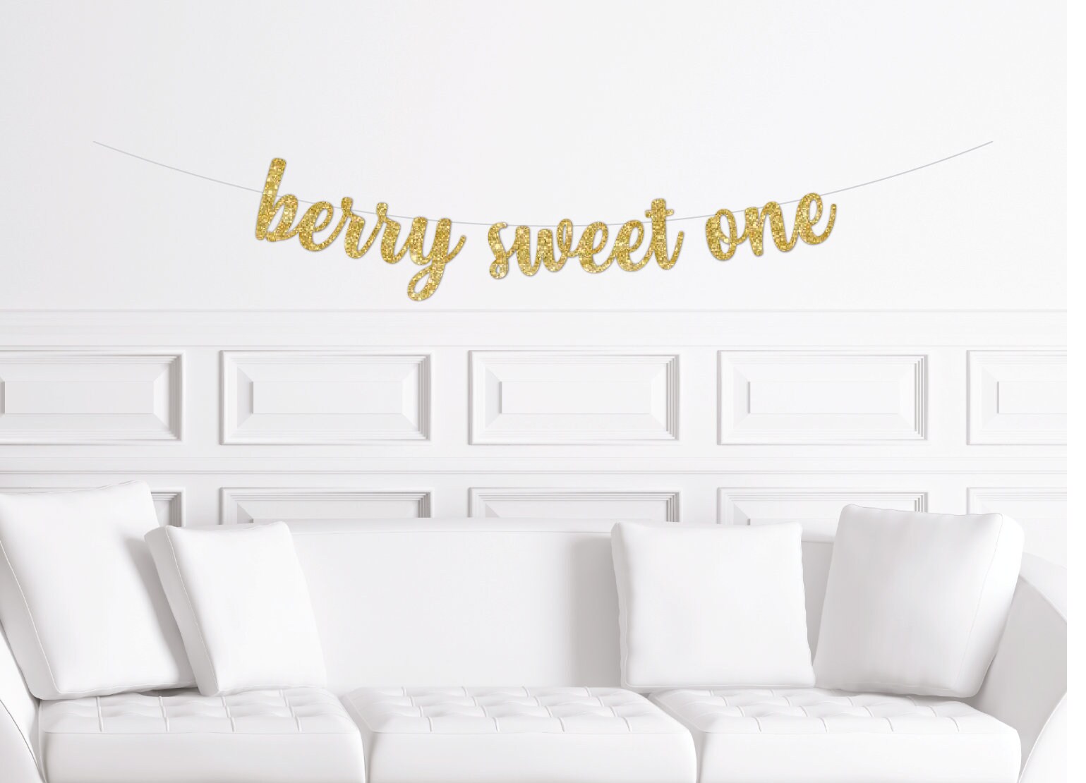 Berry Sweet One Cursive Party Banner Strawberry Themed First - Etsy