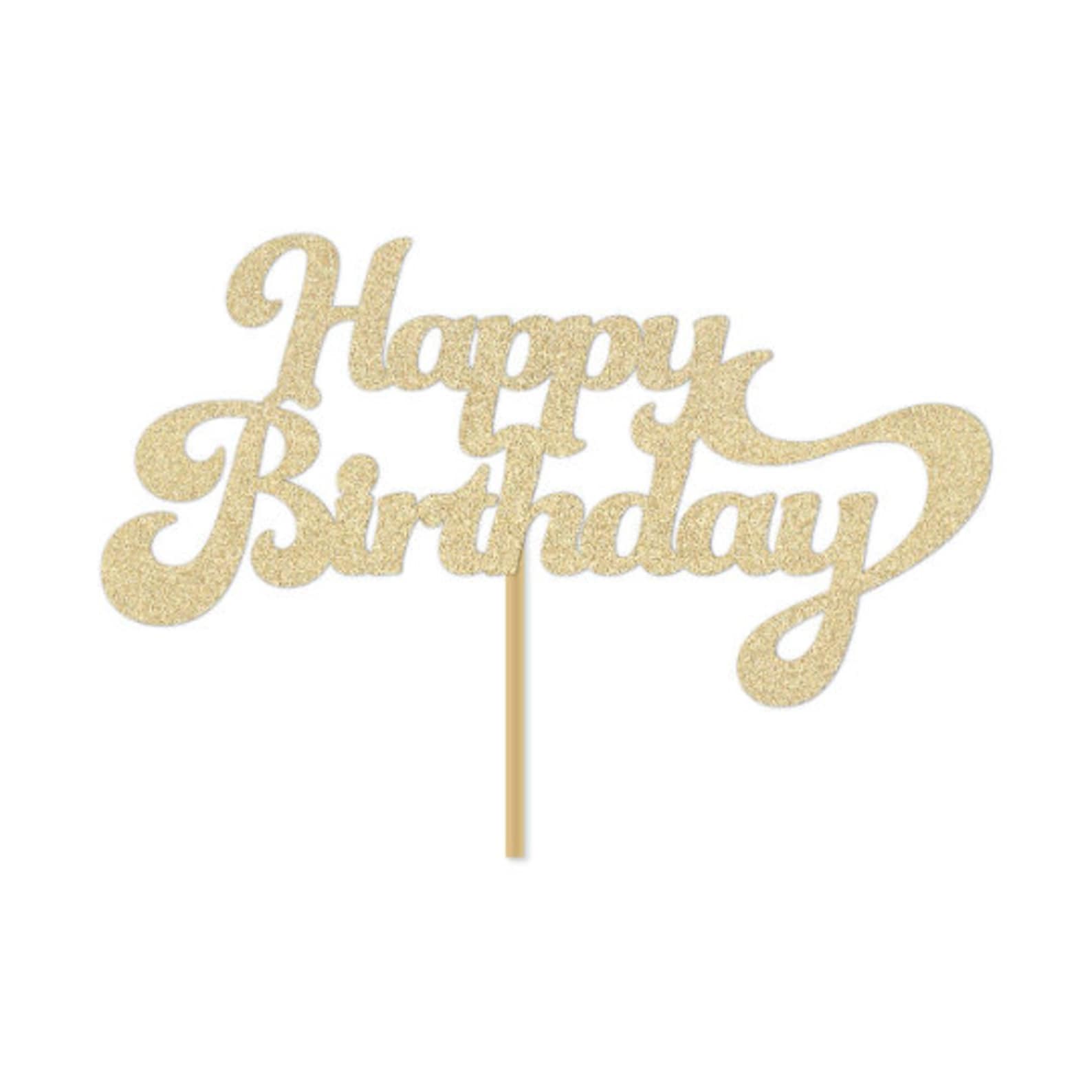 Happy Birthday Cursive Banner / Gold Glitter Script Birthday - Etsy
