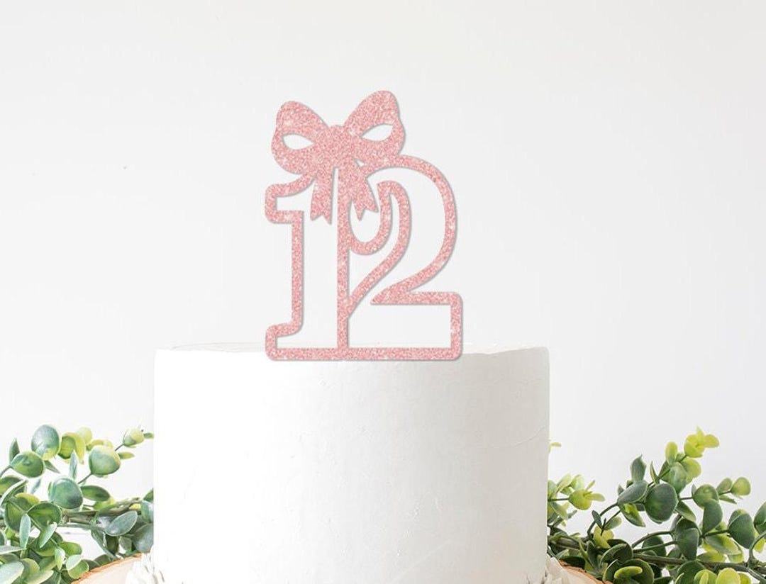 12th Birthday Cake Topper Girl. Fancy Bow Sweet Twelve Birthday ...