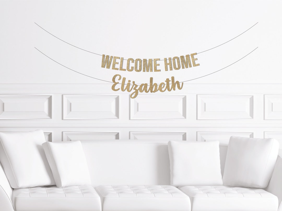 Custom Welcome Home Banner / Personalized Gold Glitter Welcome Back ...