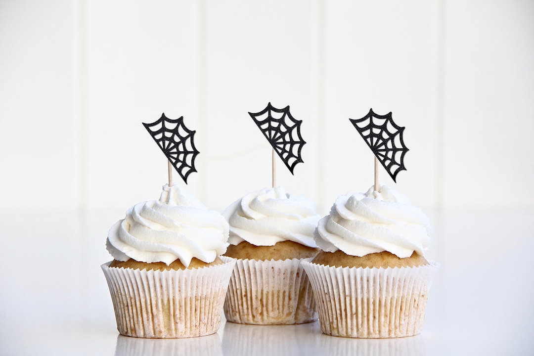 Halloween Cupcake Toppers, Spider Web Cupcake Decoration, Spiderweb ...