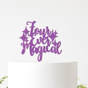 Four Ever Magical Cake Topper, 4th Birthday Decorations Girl, Unicorn ...
