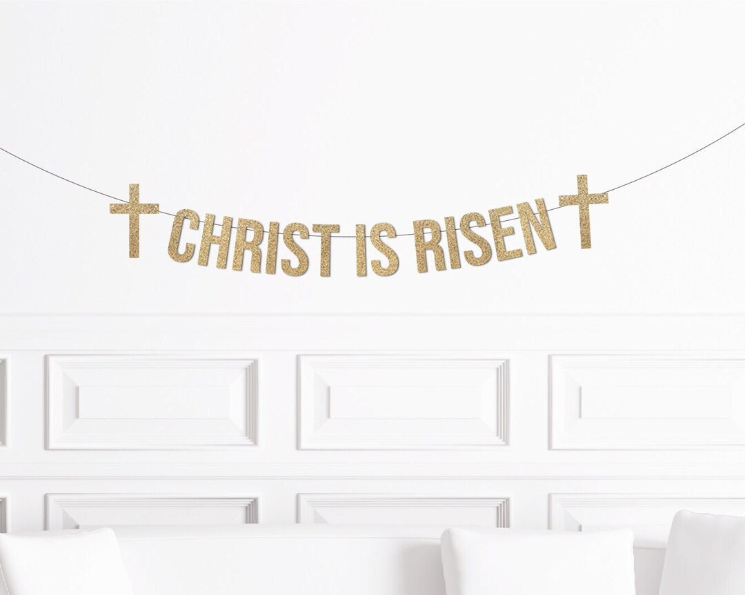 Christ is Risen Banner, He is Risen Sign, Easter Decor Christian ...