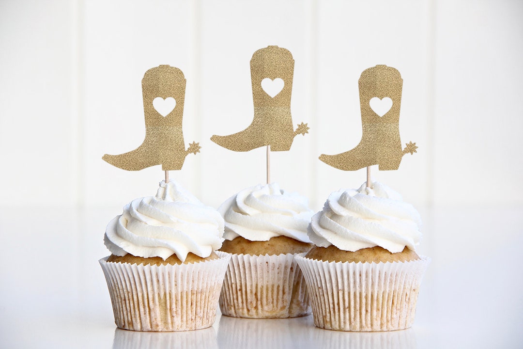 Cowboy Cowgirl Boot Cupcake Topper, Western Last Rodeo Bachelorette ...