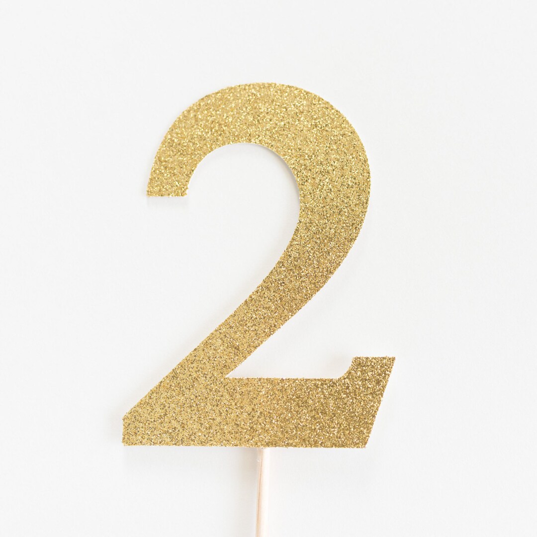 2 Cake Topper, Two, Second Birthday Party Decoration, I Am, Gold ...