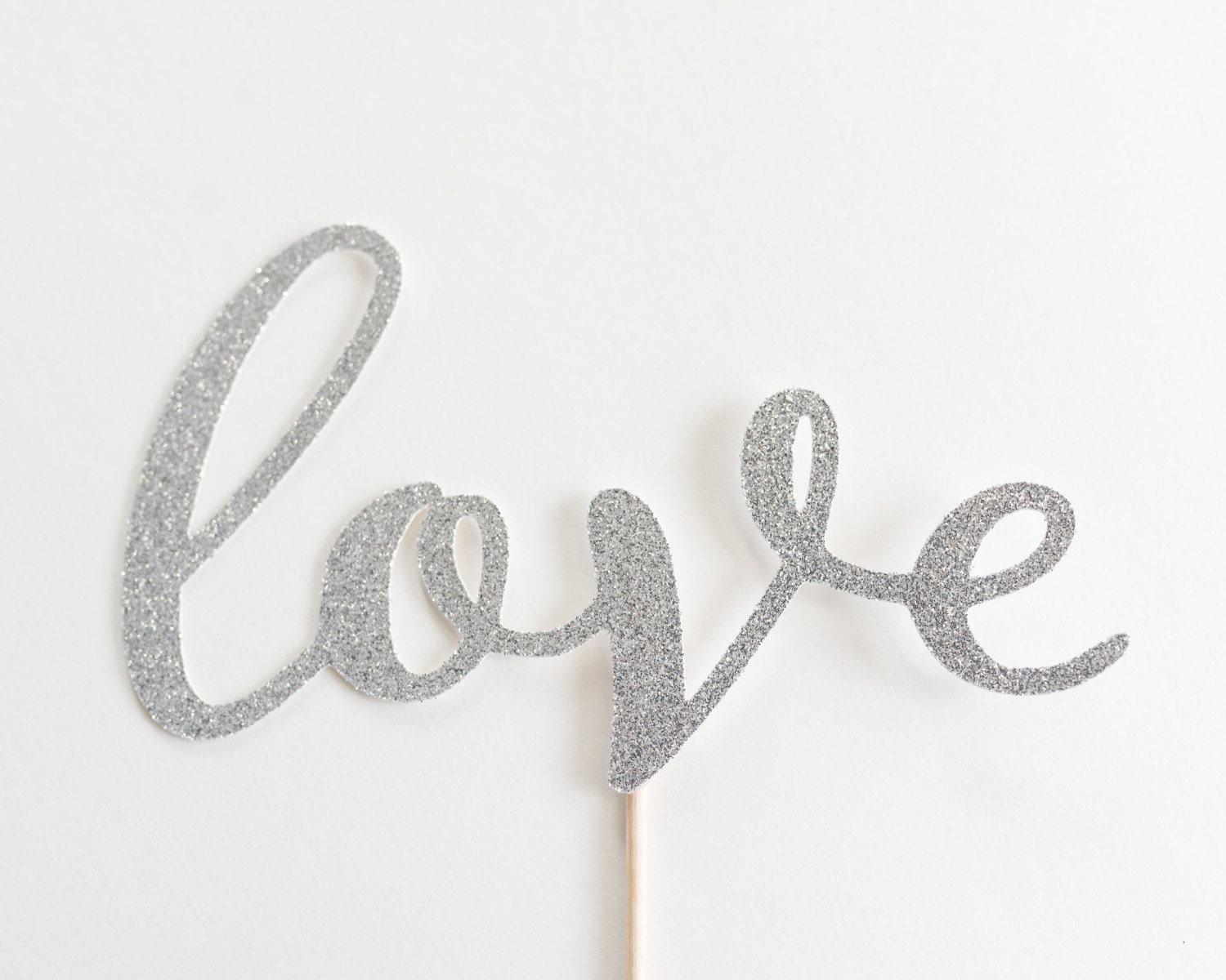 Love Silver Wedding Cake Topper Glitter And Bridal Shower | Etsy
