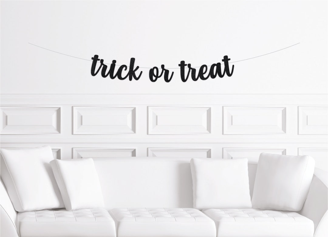Trick or Treat Cursive Halloween Party Banner, Home Party, Kids ...