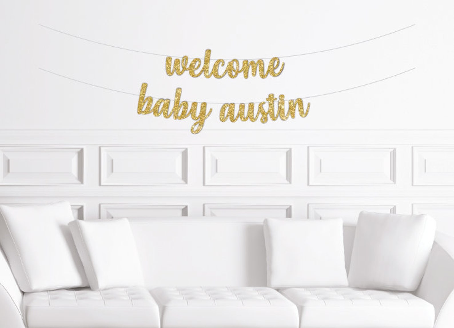 Custom Baby Shower Cursive Banner / Personalized Welcome Baby | Etsy