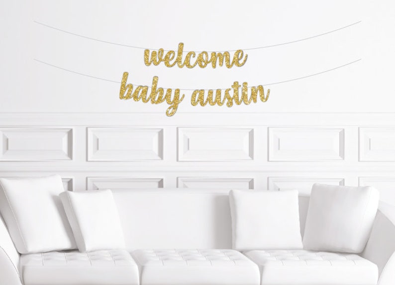 Custom Baby Shower Cursive Banner / Personalized Welcome Baby | Etsy