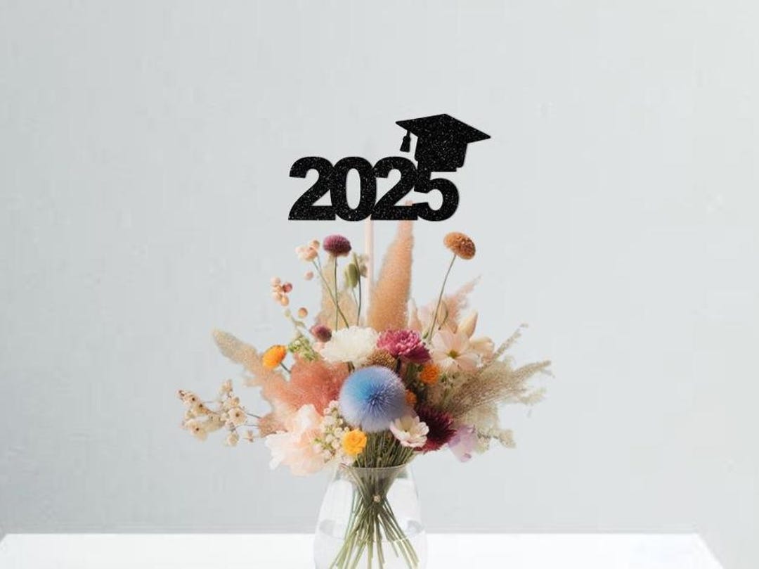 Grad Floral Centerpiece, Graduation Floral Pick Skewer, 2025 Party ...