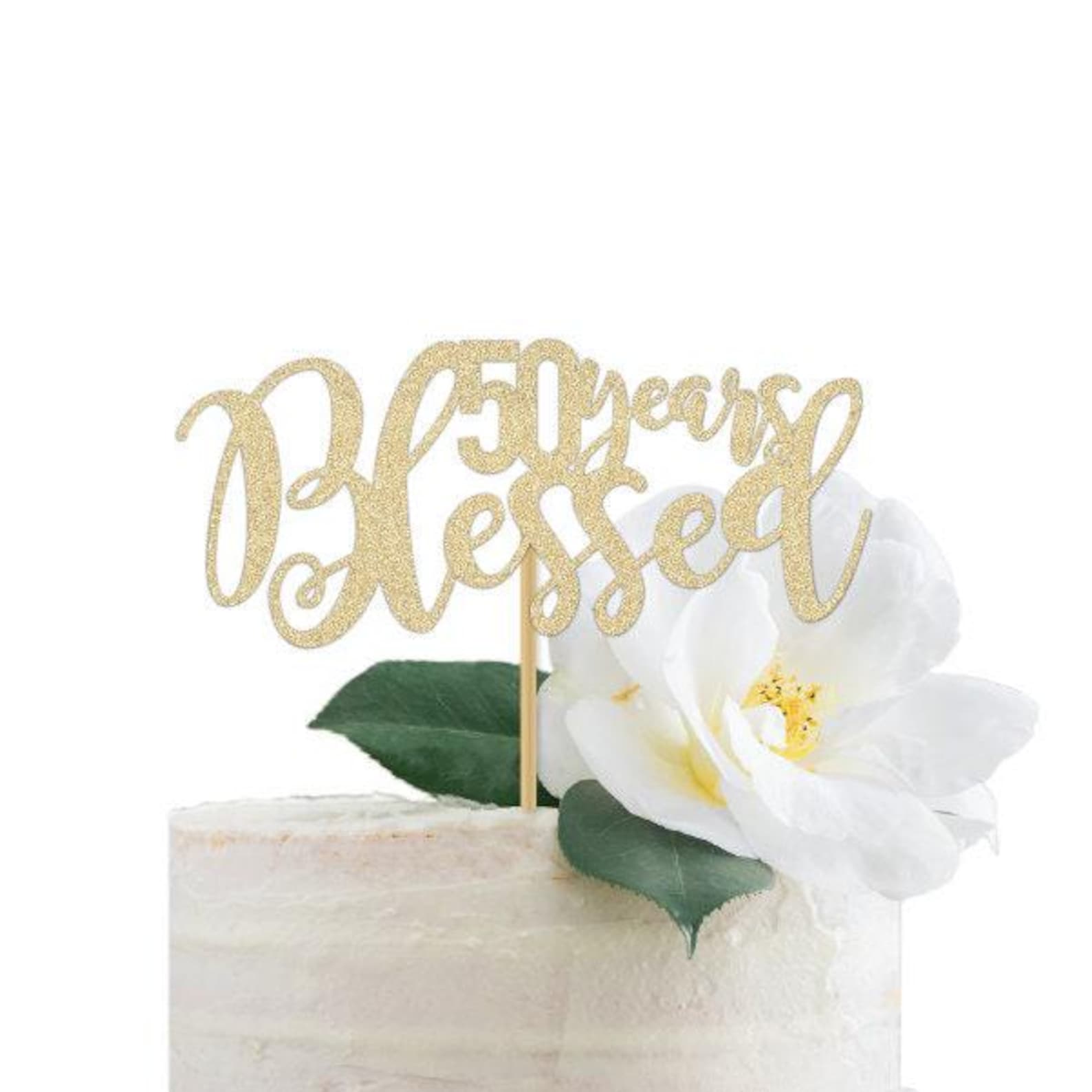 50 Years Blessed Cake Topper | Gold 50th Birthday Party Decor - Etsy