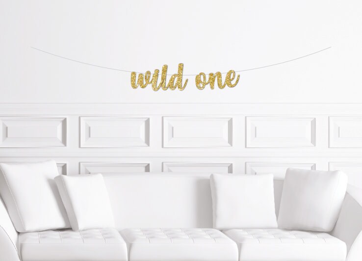 Custom Wild One Cursive Banner / Gold Script Glitter First | Etsy