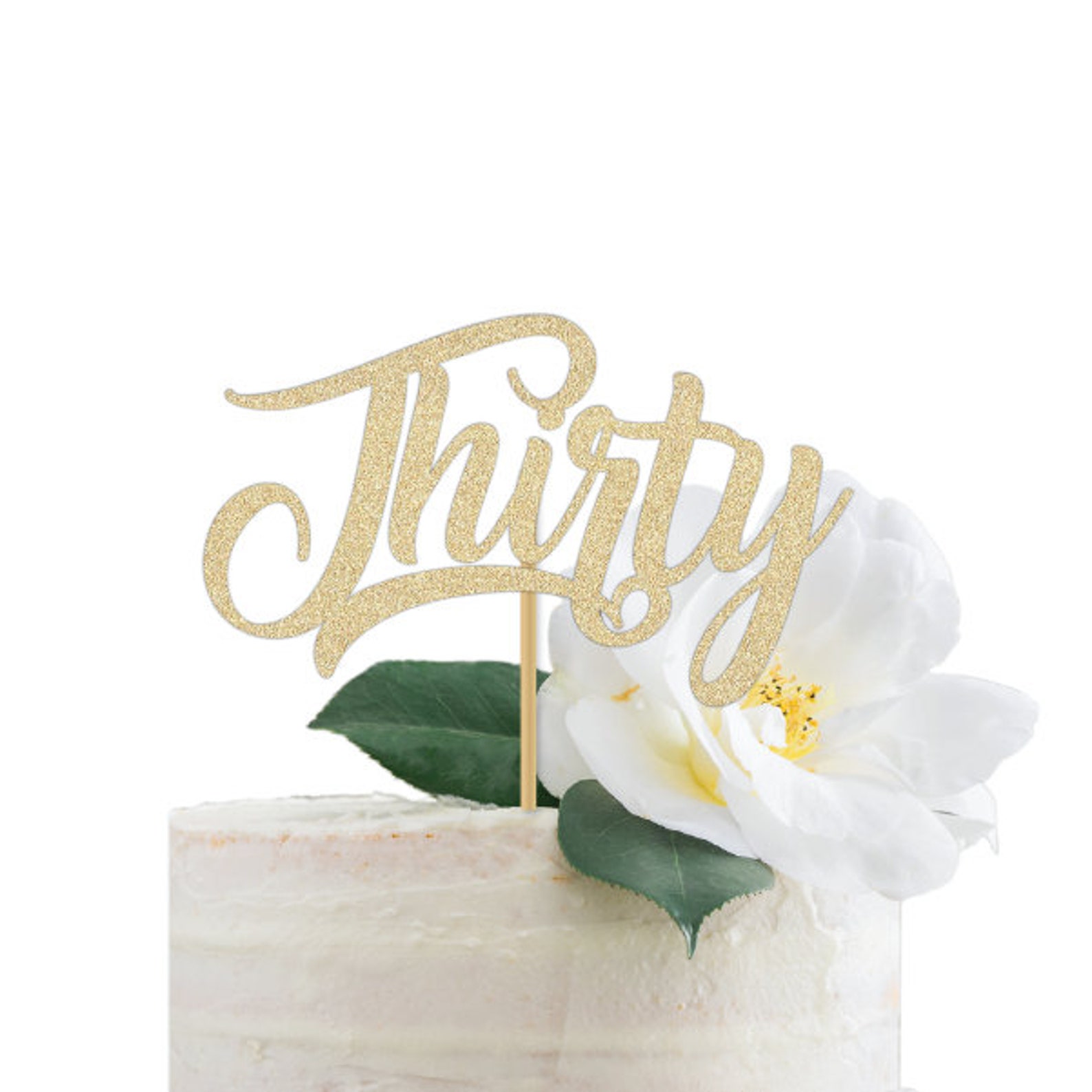 Thirty Written Out Cake Topper Gold Script Cursive 30th - Etsy