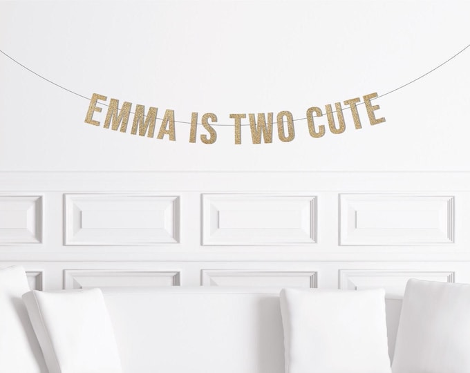 Two Cute Pennant Banner | Two Years Old | Second Birthday Banner | Girl ...