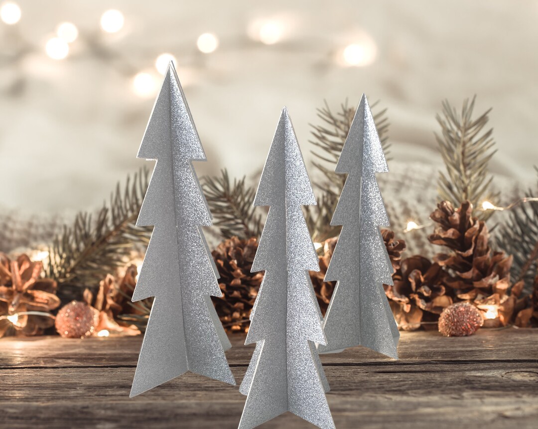 Glitter Paper Christmas Tree Table Decor 3 Pk, Christmas Decorations ...