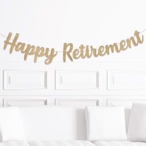 Happy Retirement Cursive Banner / Retirement Script Party Sign ...