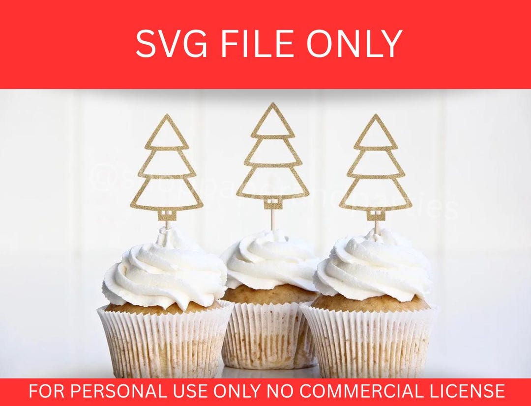 Christmas Trees Cupcake Toppers SVG: December Holiday Christmas Party ...