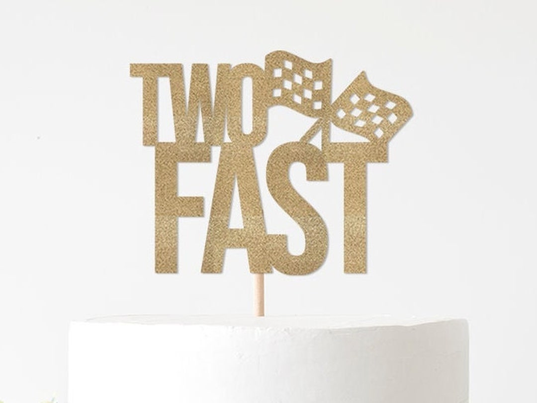 Two Fast Racing Flag Cupcake Toppers, Retro Vintage Car Themed 2nd ...