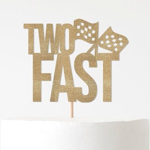 Two Fast Racing Flag Cupcake Toppers, Retro Vintage Car Themed 2nd ...
