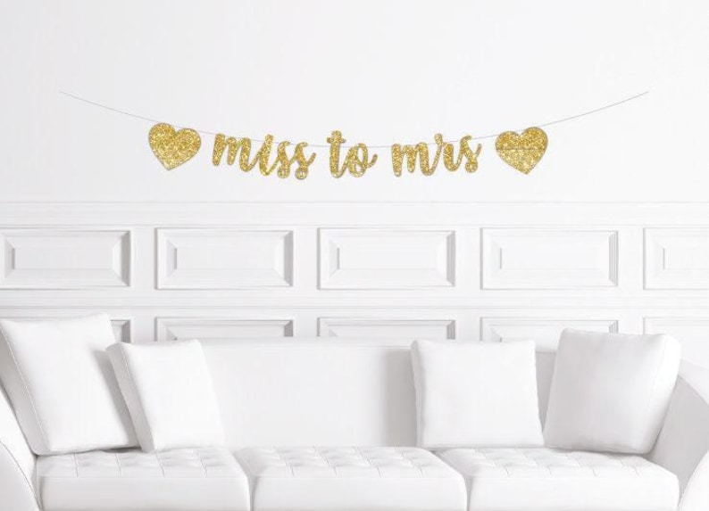 Miss to Mrs Cursive Banner With Ring O / Gold Ms to Mrs Script Sign ...