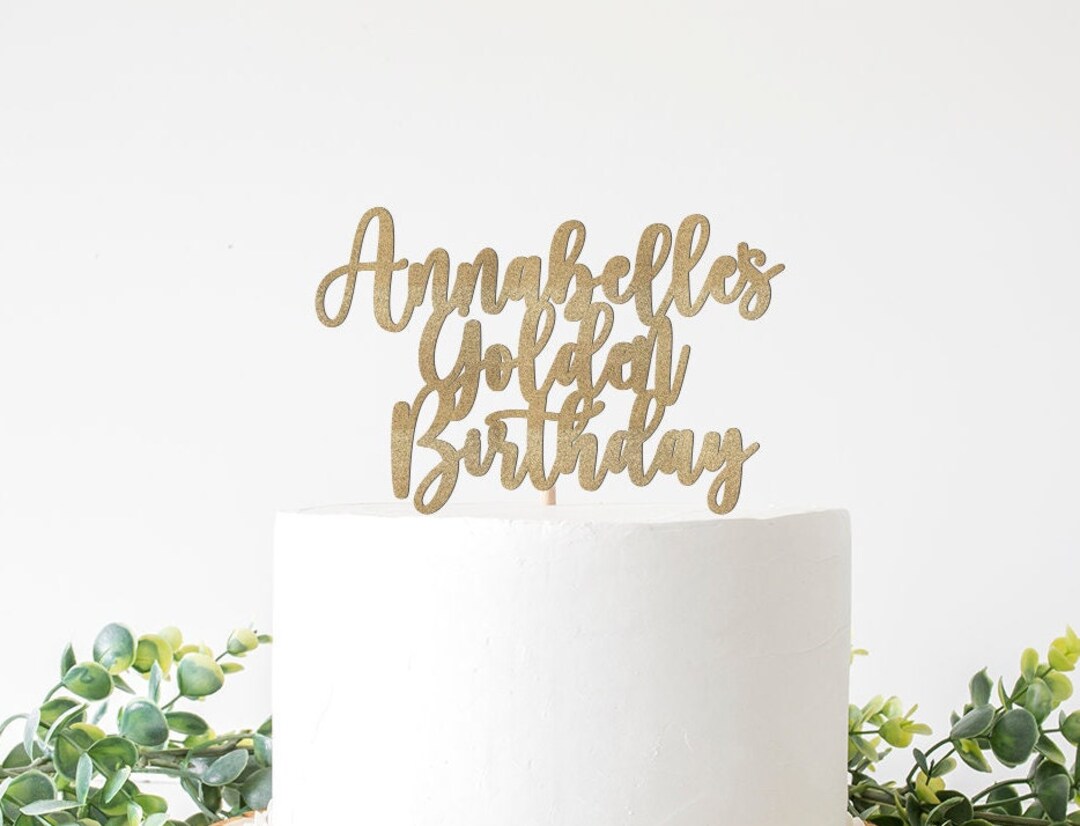 Custom Golden Birthday Cake Topper, Champagne Birthday Decorations ...