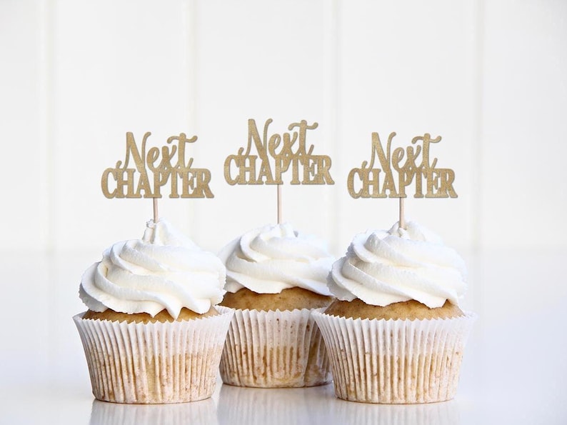Book Stack Cupcake Toppers: Next Chapter Party Decorations - Etsy
