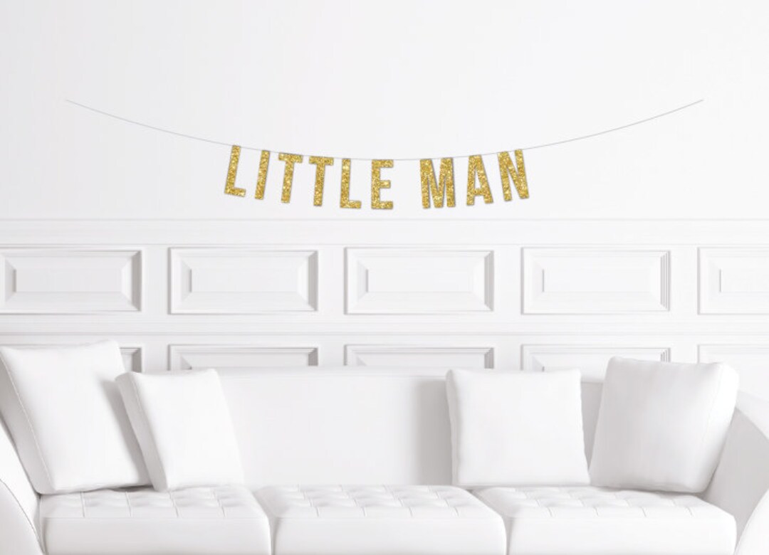 Little Man Banner / Gold Glitter Little Mister First Birthday Wall Sign ...