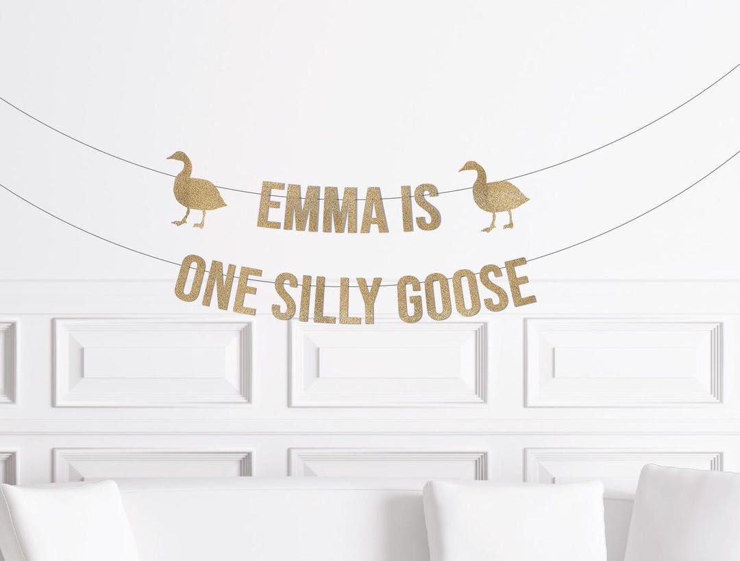 Custom One Silly Goose Banner, Silly Little Goose Birthday Decorations ...