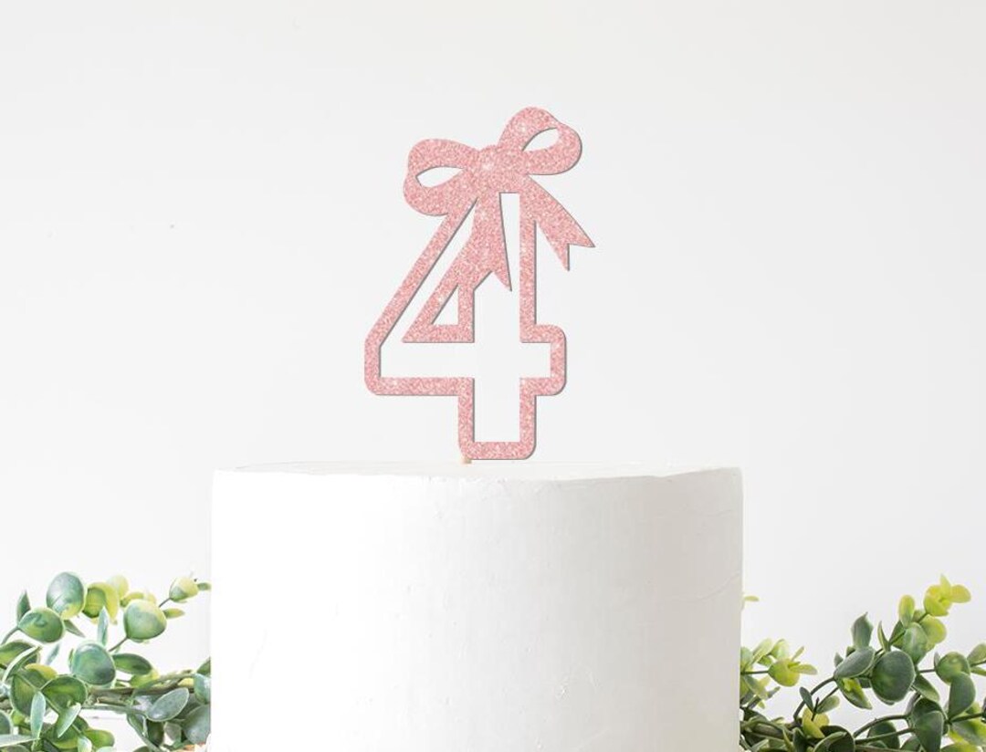 Four Cake Topper Bow, Coquette 4th Birthday Decorations , Pretty ...