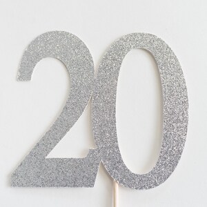 20 Cake Topper, 20th Birthday, Anniversary, Twentieth, Twenty, Silver ...