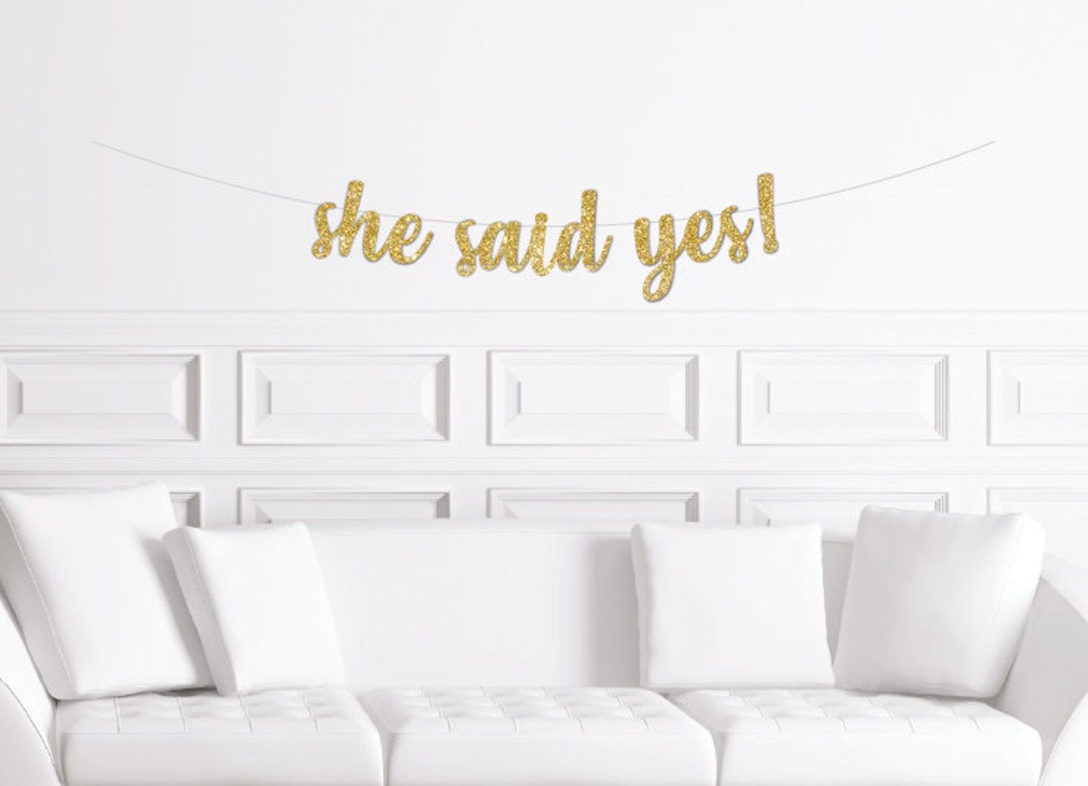 She Said Yes Cursive Banner / Gold Glitter Script Party Sign - Etsy