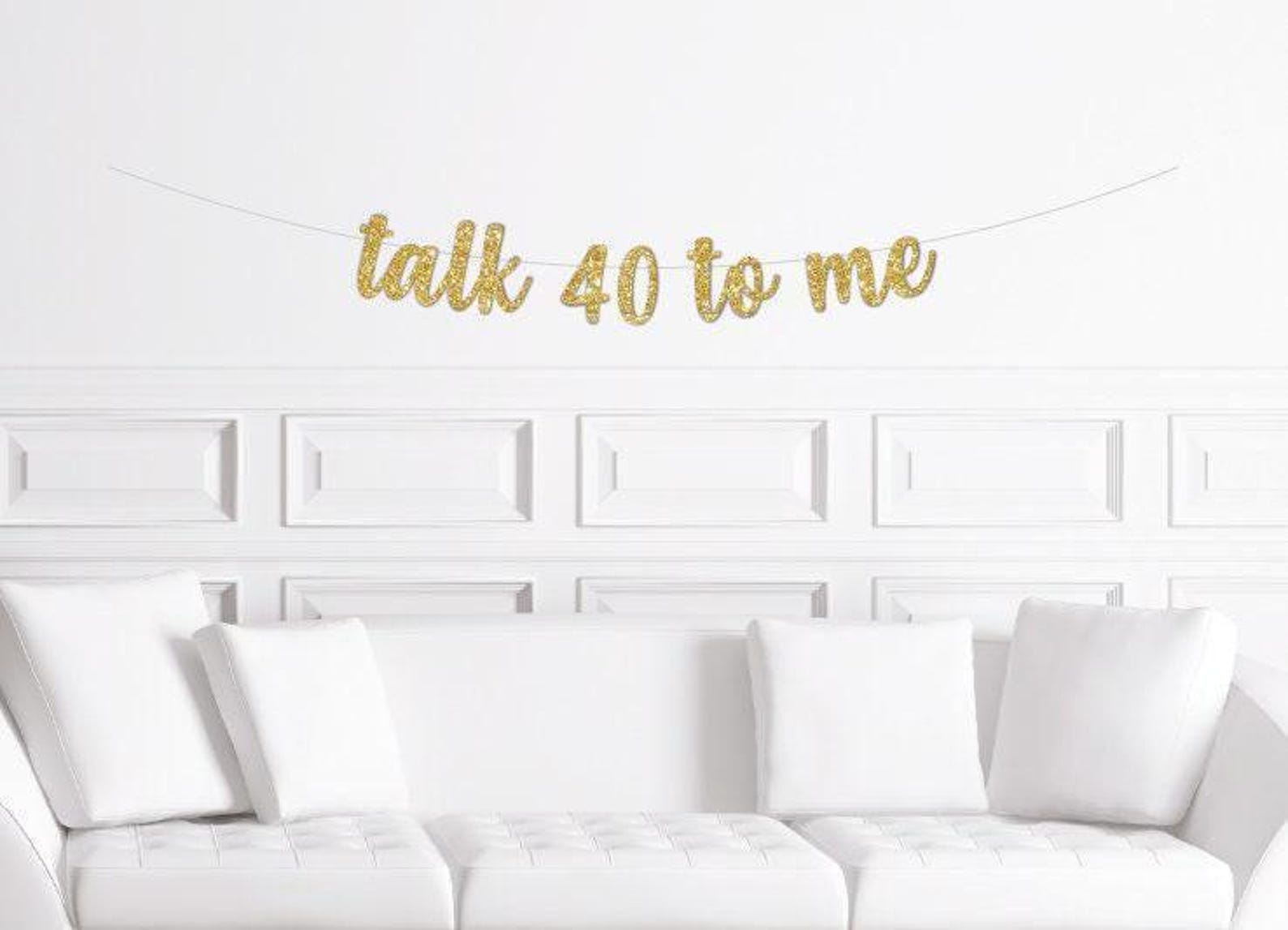 Talk 40 to Me Banner / Gold Glitter Hello 40 Script Sign / 40th ...