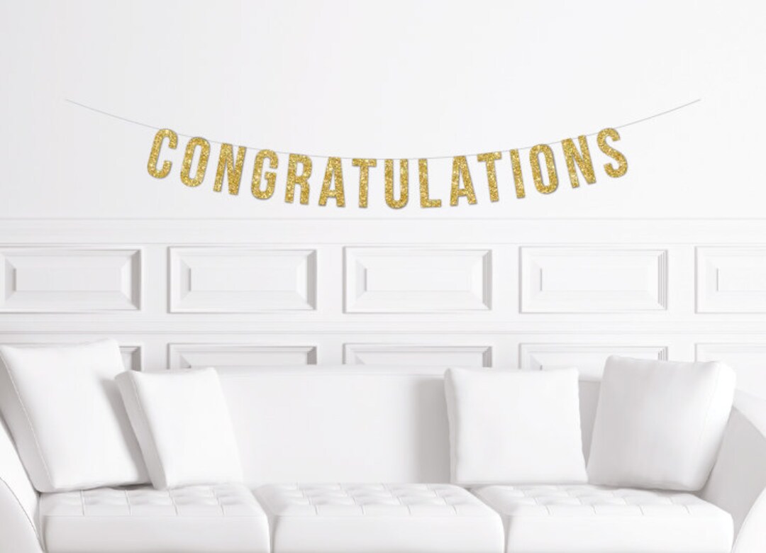 Custom Congratulations Gold Glitter Banner / Personalized ...