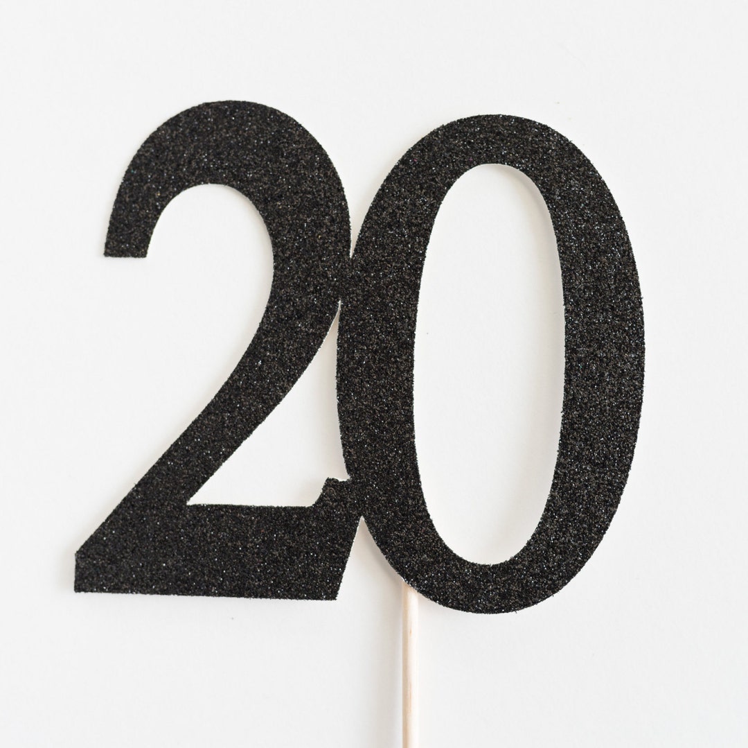 20 Cake Topper, 20th Birthday, Anniversary, Twentieth, Twenty, Black ...