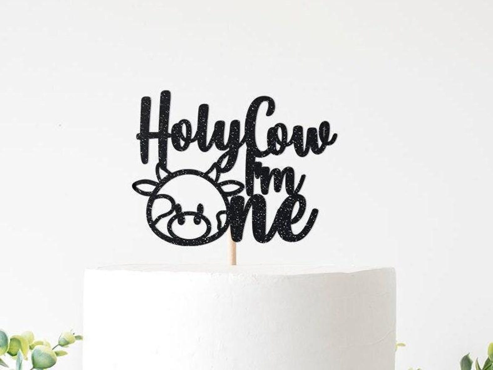 Cow First Birthday Cupcake Toppers, Holy Cow I'm One Decorations, Farm ...