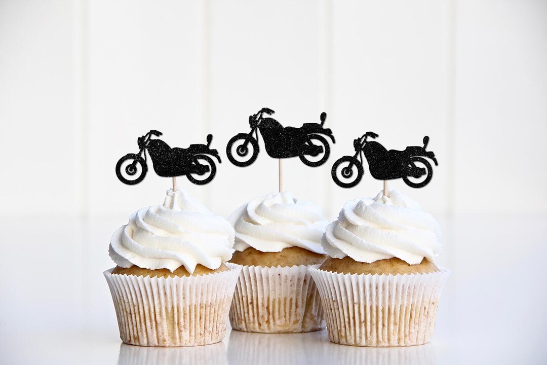 Motorcycle Cupcake Toppers, Motorcycle Fan Birthday Decorations, Theme ...