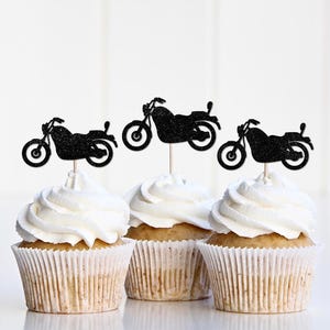 Motorcycle Cupcake Toppers, Motorcycle Fan Birthday Decorations, Theme ...