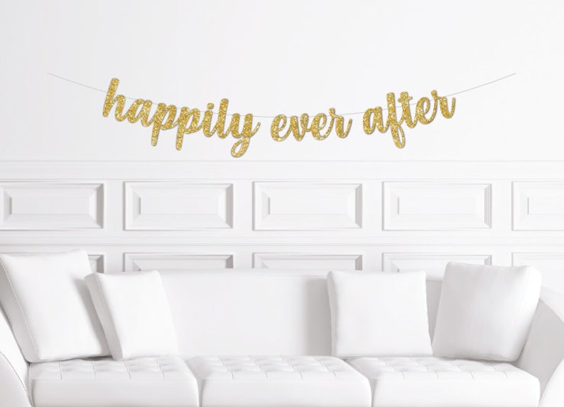 Happily Ever After Cursive Banner / Gold Glitter Script - Etsy