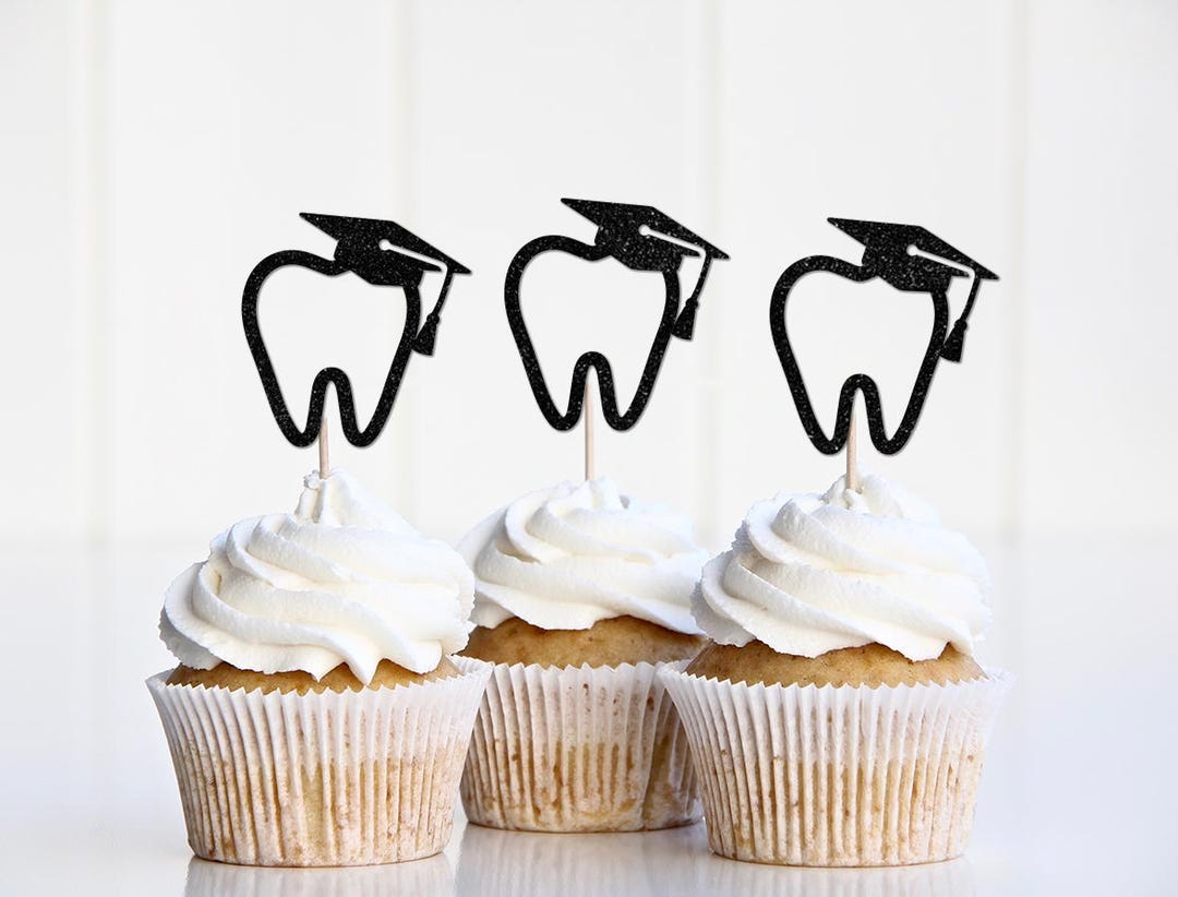 Dentist Graduation Decorations, Dental School Cupcake Toppers, Tooth ...