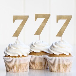 7th Birthday Decor, 7th Birthday Cupcake Topper, Number 7 Cupcake ...