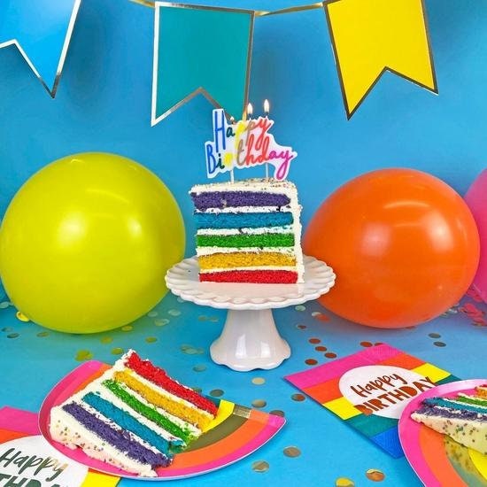 Rainbow Happy Birthday Candle Cake Topper S5065 - Etsy